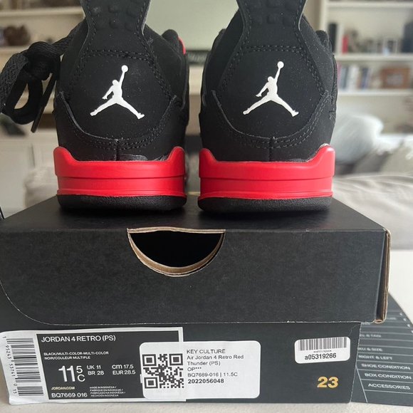 Nike | Shoes | Jordan Kids Air Jordan 4 Retro Red Thunder Sneakers ...